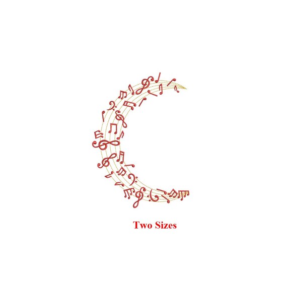 Music Notes Moon Machine Embroidery Design / Music Moon / Moon | Etsy