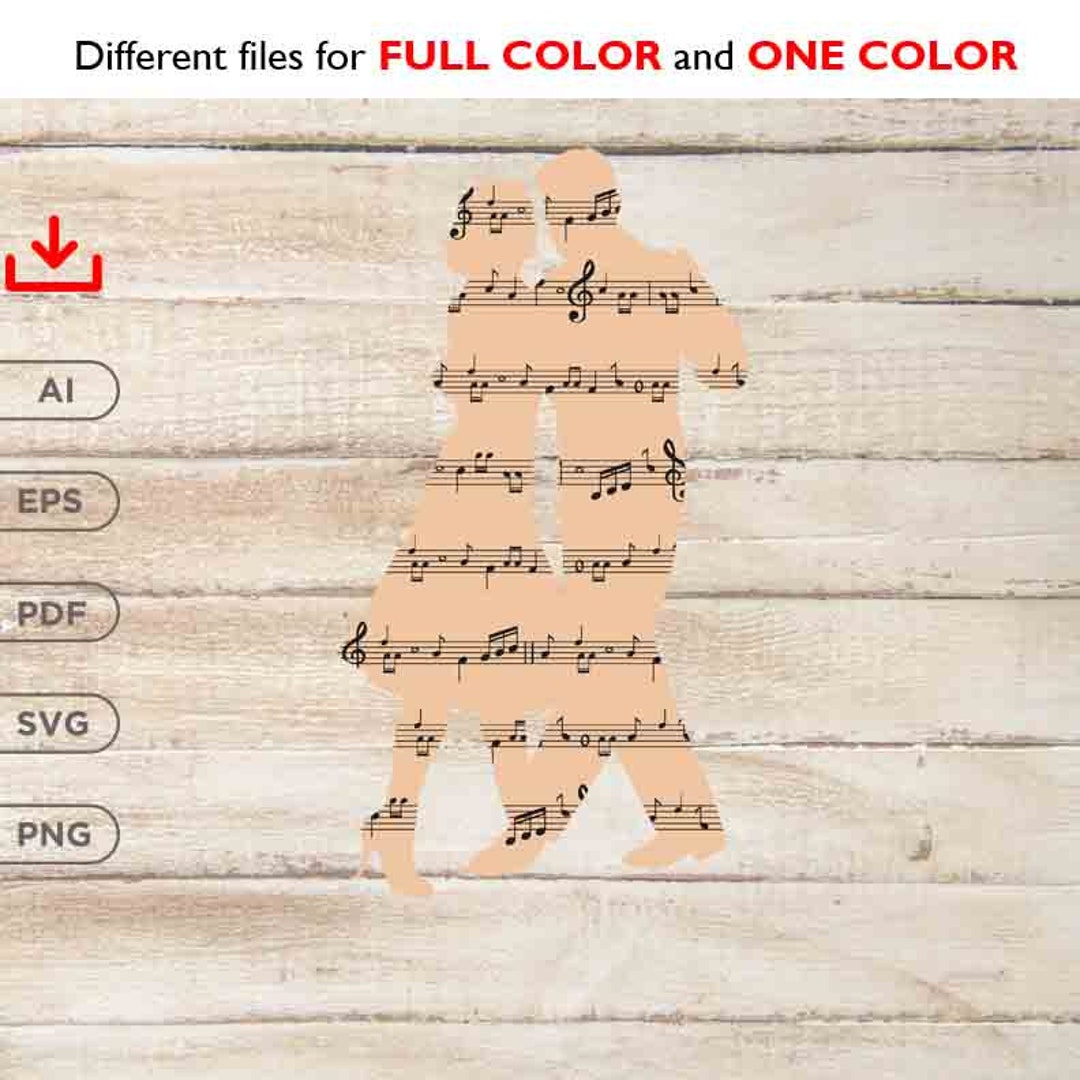 Dancing Couple With Music Notes SVG PNG / Music Lover / Couple Dance ...