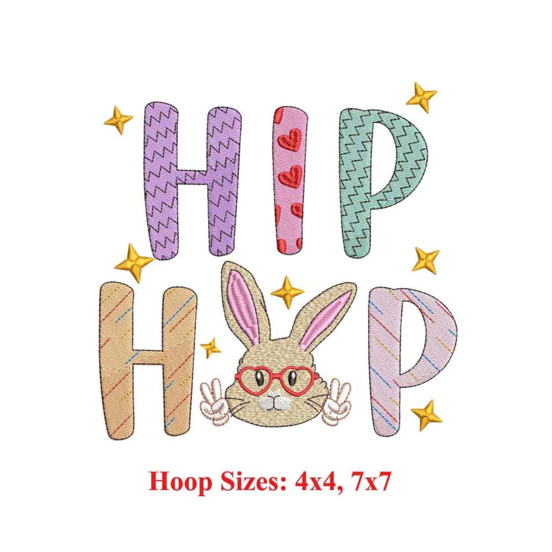 Easter Hip Hop Bunny Machine Embroidery Design / Happy Bunnies Easter ...