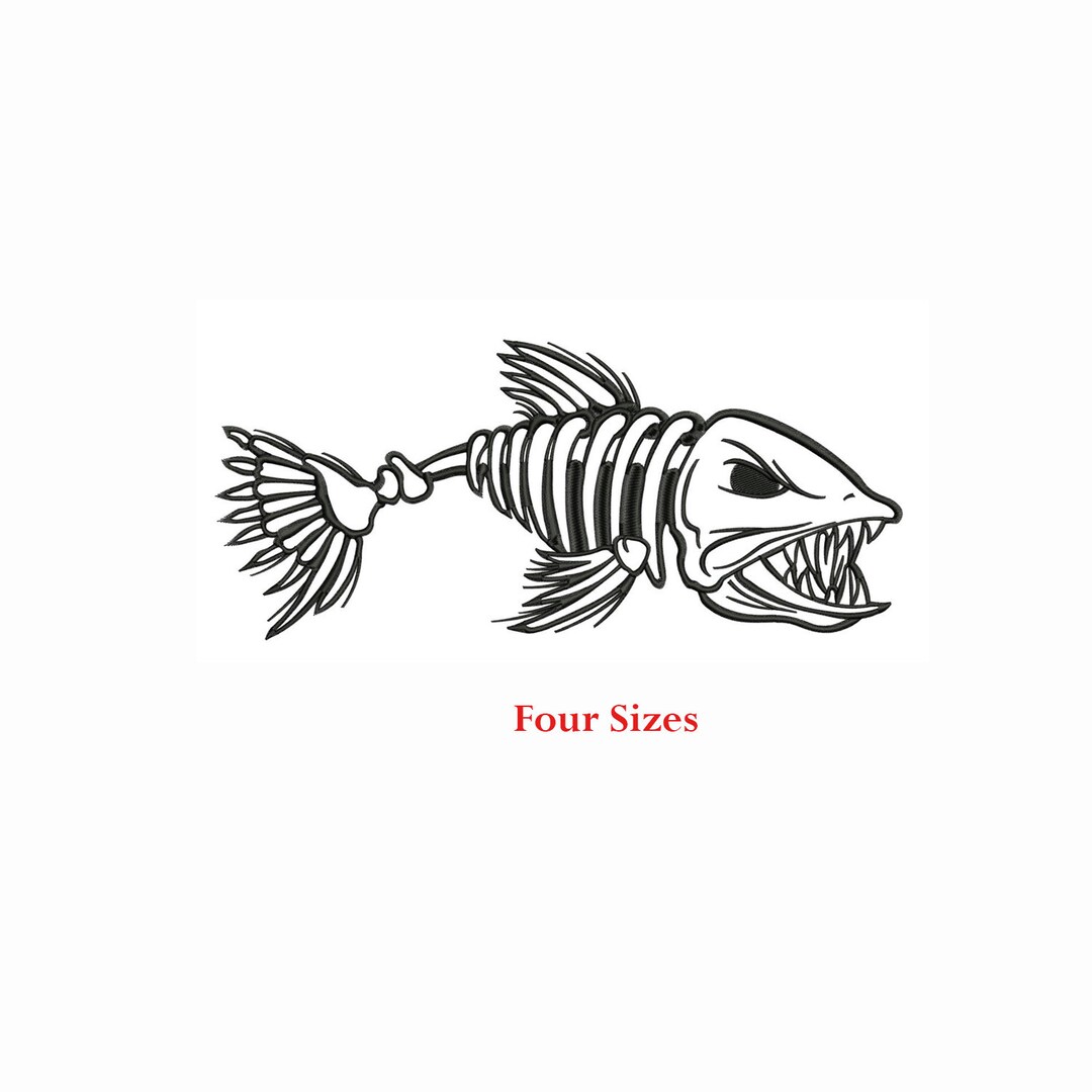 Fish Skeleton Machine Embroidery Design / Fish Lovers / Skeleton ...