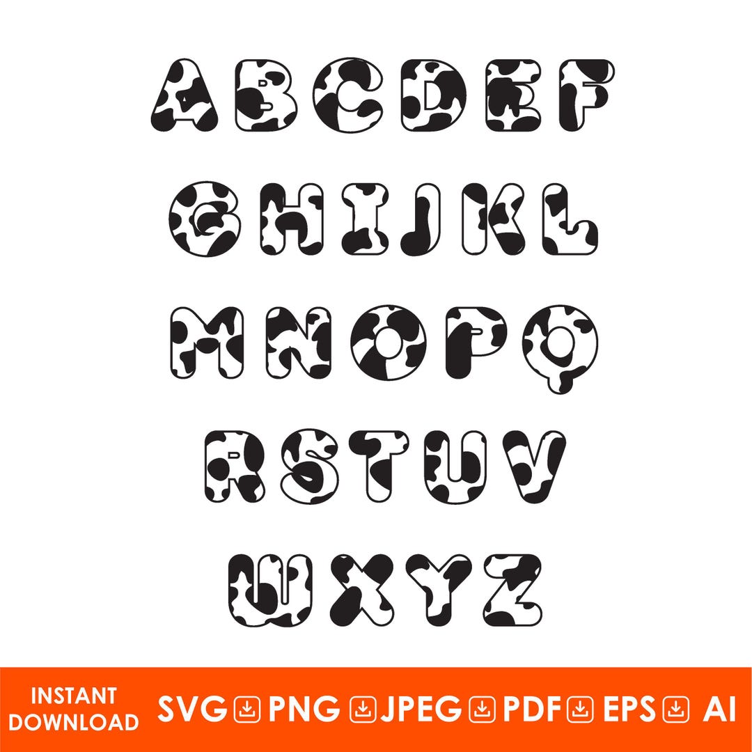 Cow Pattern Alphabet SVG Circuit Files | - Etsy