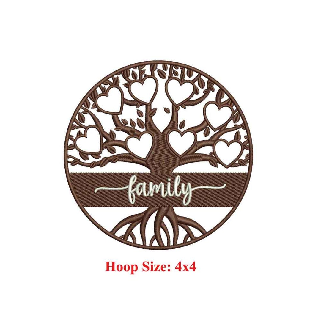 Family Tree Machine Embroidery Design | Monogram Tree of Life ...