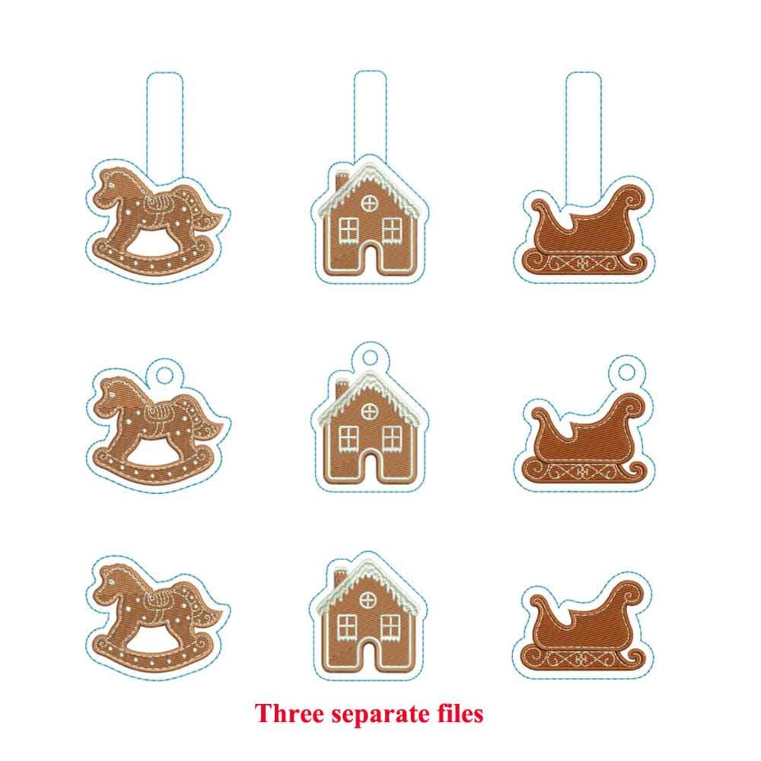 Christmas Key Fob Machine Embroidery Pattern | Gingerbread House, Santa ...