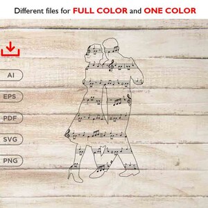 Dancing Couple With Music Notes SVG PNG / Music Lover / Couple Dance ...