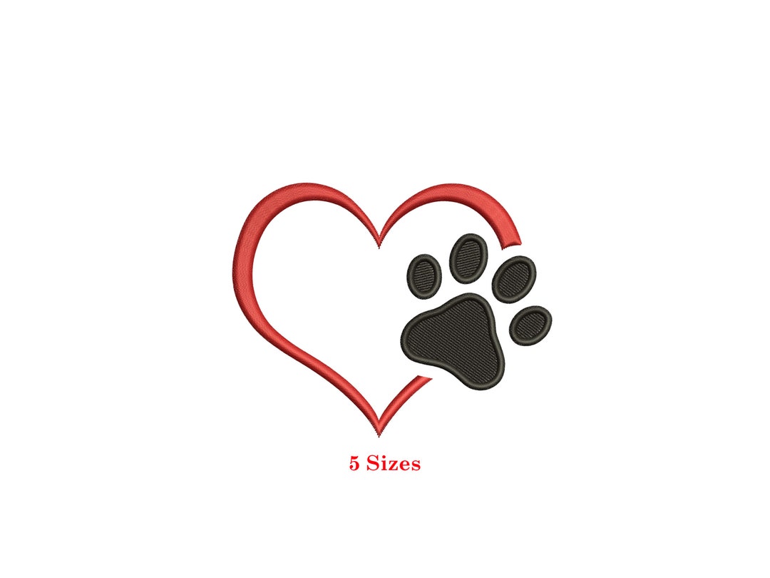 Heart Paw Machine Embroidery Design / Heart Monogram / Heart Paw ...