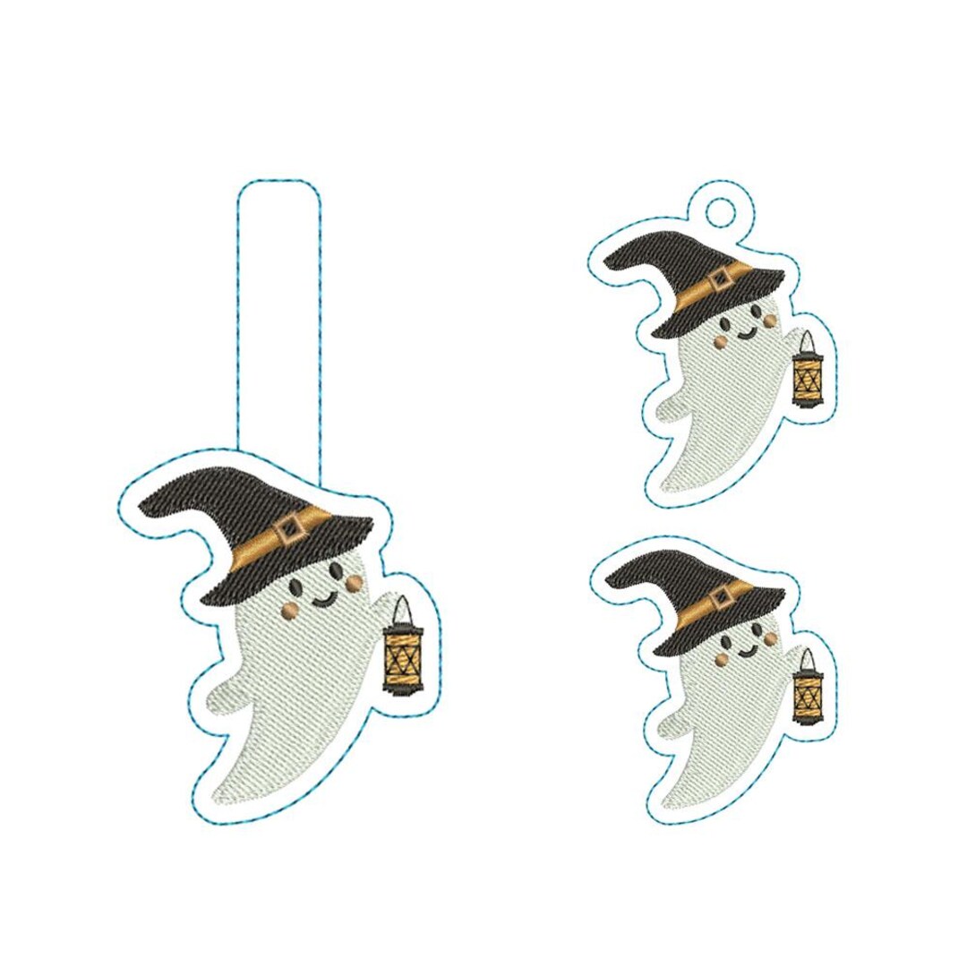 ITH Boo Ghost Key Fob Machine Embroidery Design, Boo Jee, Cute Ghost ...