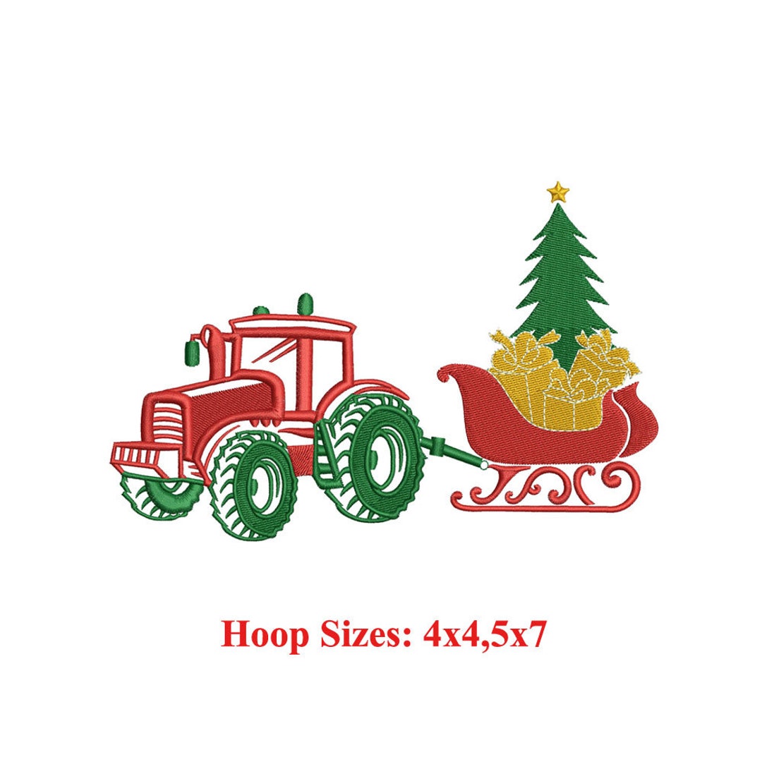 Christmas Tractor Machine Embroidery Design / Farm Christmas ...