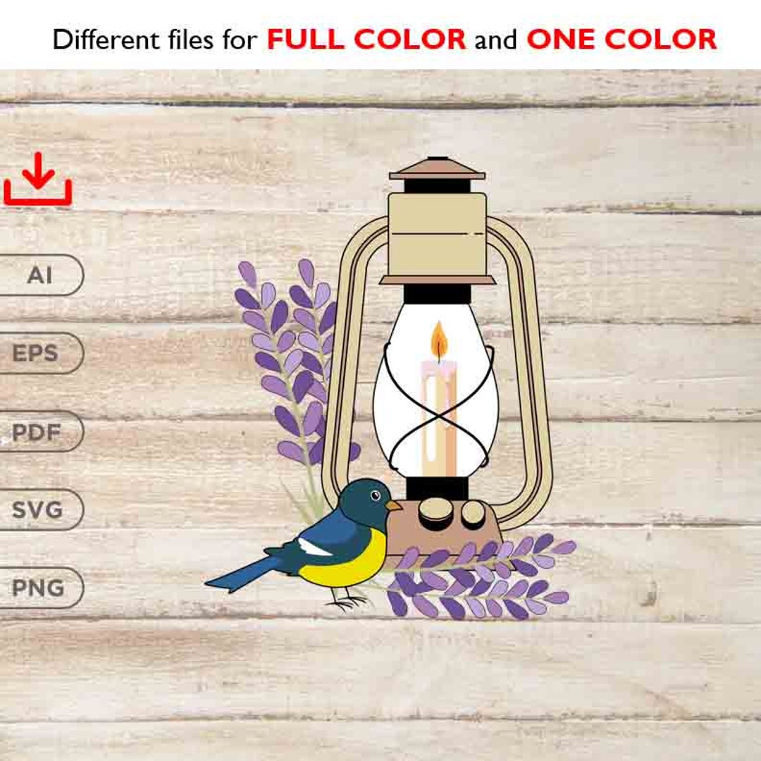 Lantern Candle Light With Bird SVG and PNG Lantern Bird With Floral ...