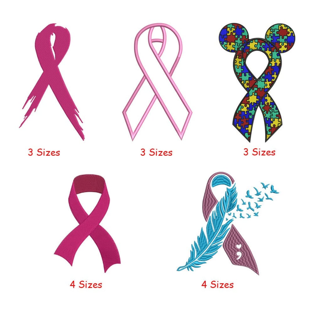 Bundle Breast Cancer Awareness Pink Ribbon Machine Embroidery Design ...