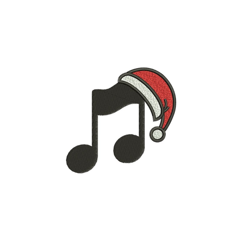 Christmas Music Note With Santa Hat Machine Embroidery Design / Music ...