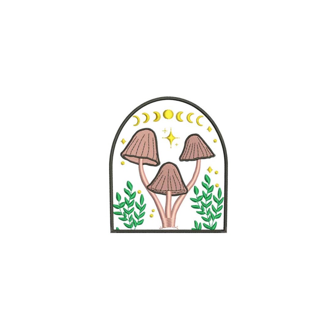 Magical Moon Mushoom Machine Embroidery Design / Mushroom Frame ...