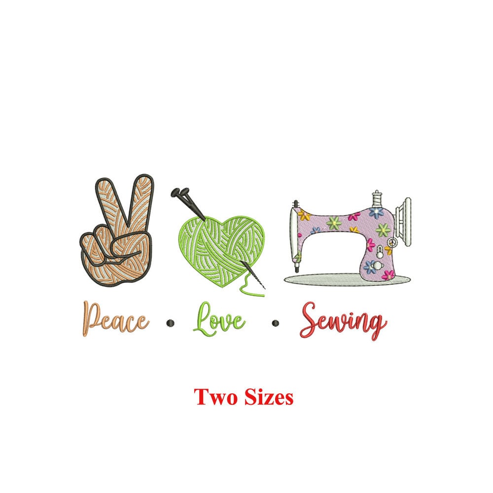 Peace Love Sewing Machine Embroidery Design / Sewing Design / Love ...