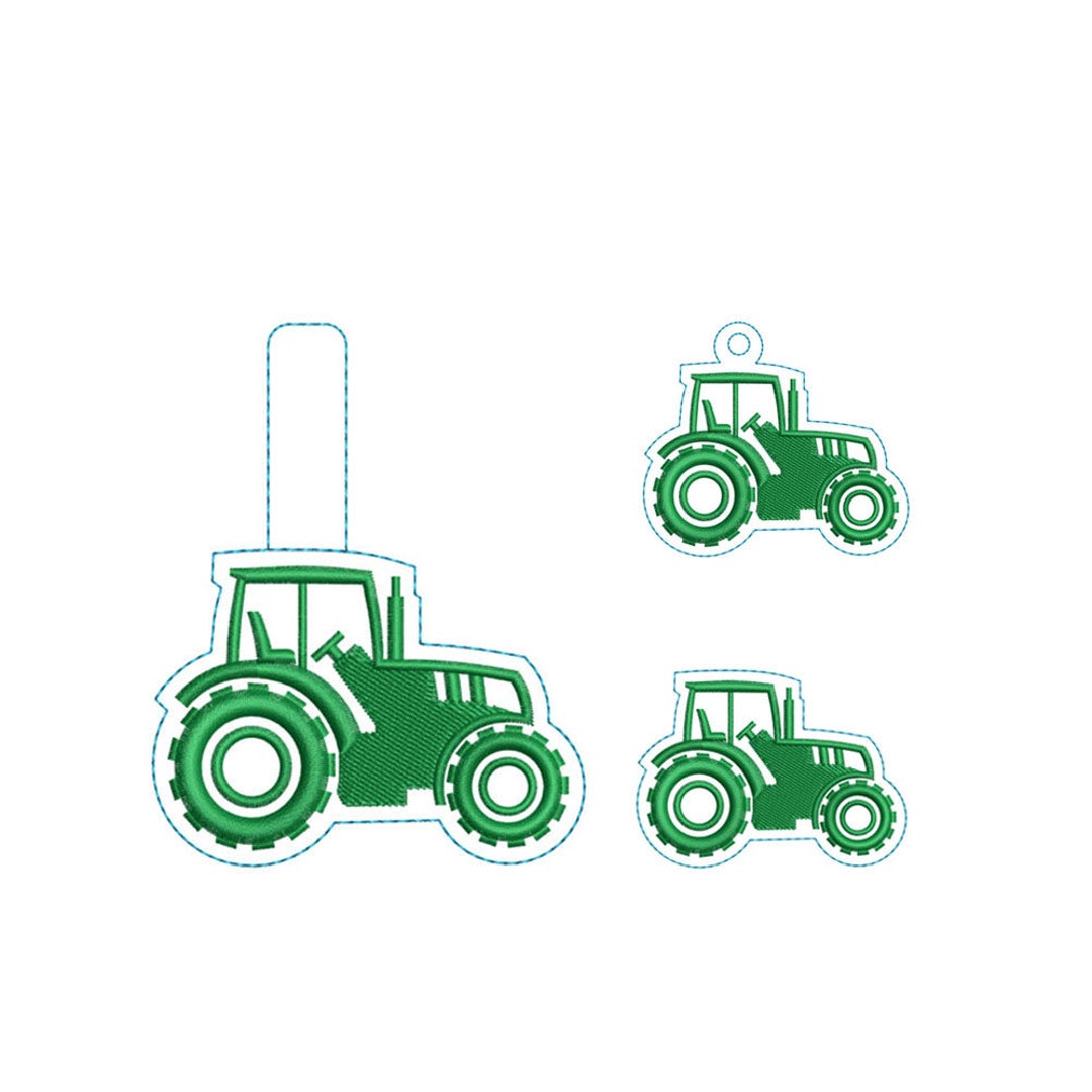 Tractor Key Fob Machine Embroidery Pattern | Farm Tractor Eyelet ...