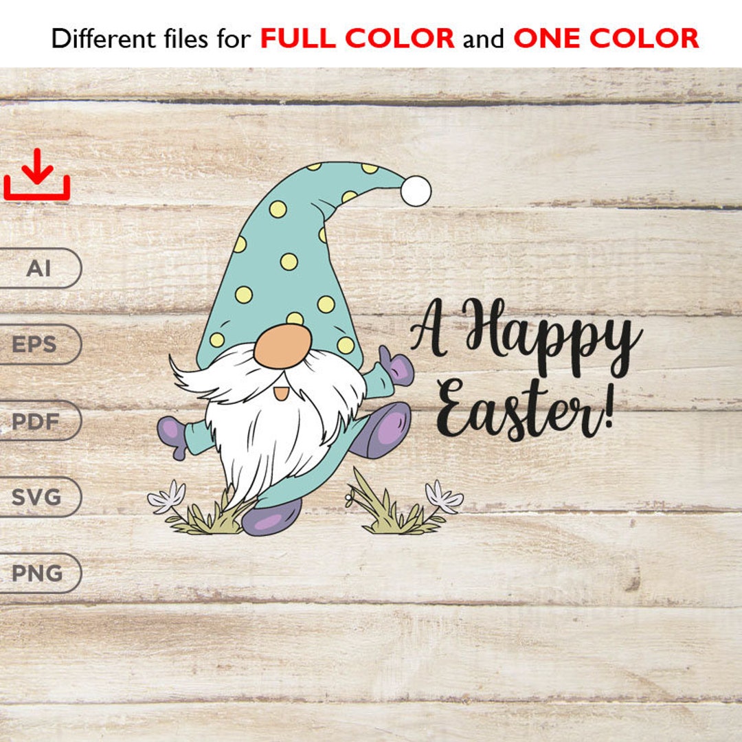 Easter Happy Gnome PNG and SVG Happy Easter Gnome With Grass Print ...