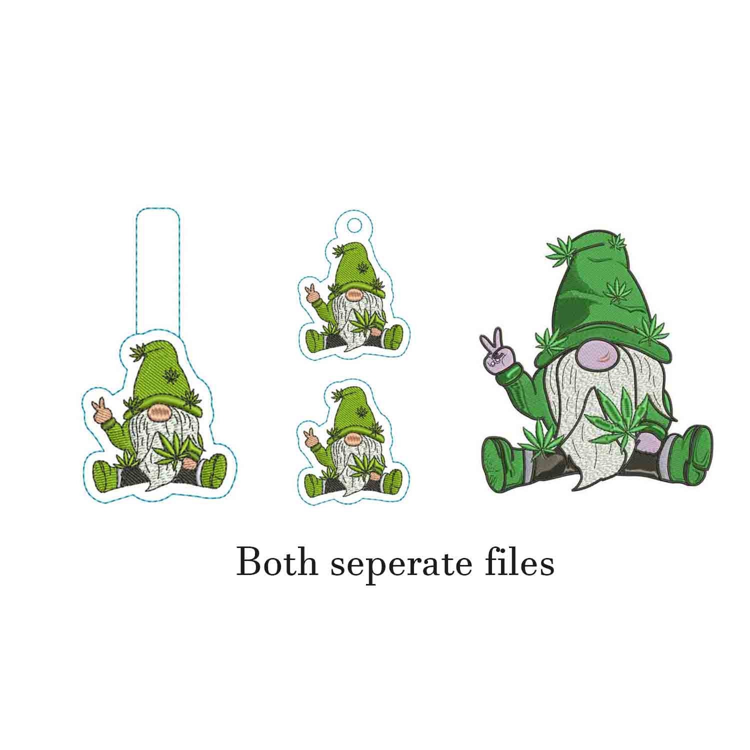 ITH Marijuana Weed Leaf Key Fob Snap Tag Feltie Gnome Machine ...