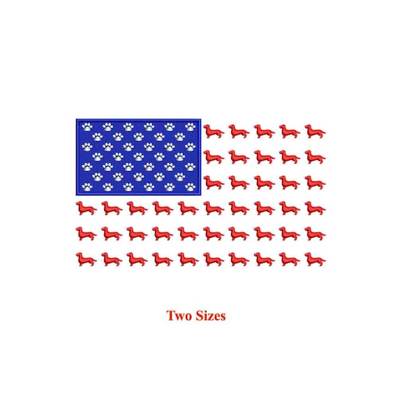 Patriotic Dachshund Dog With USA Flag Machine Embroidery - Etsy