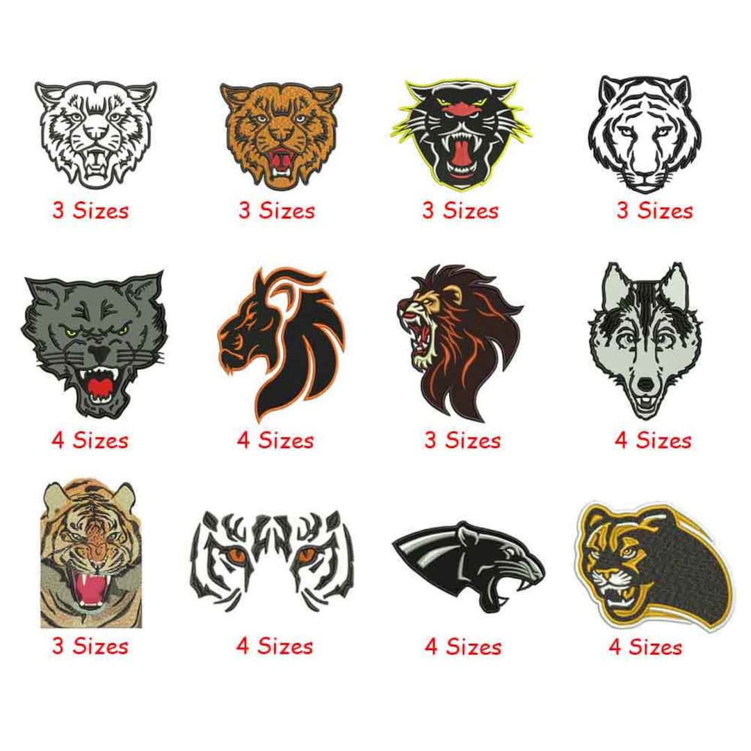 Mascot Head Machine Embroidery Design: Tiger, Lion, Panther (digital ...