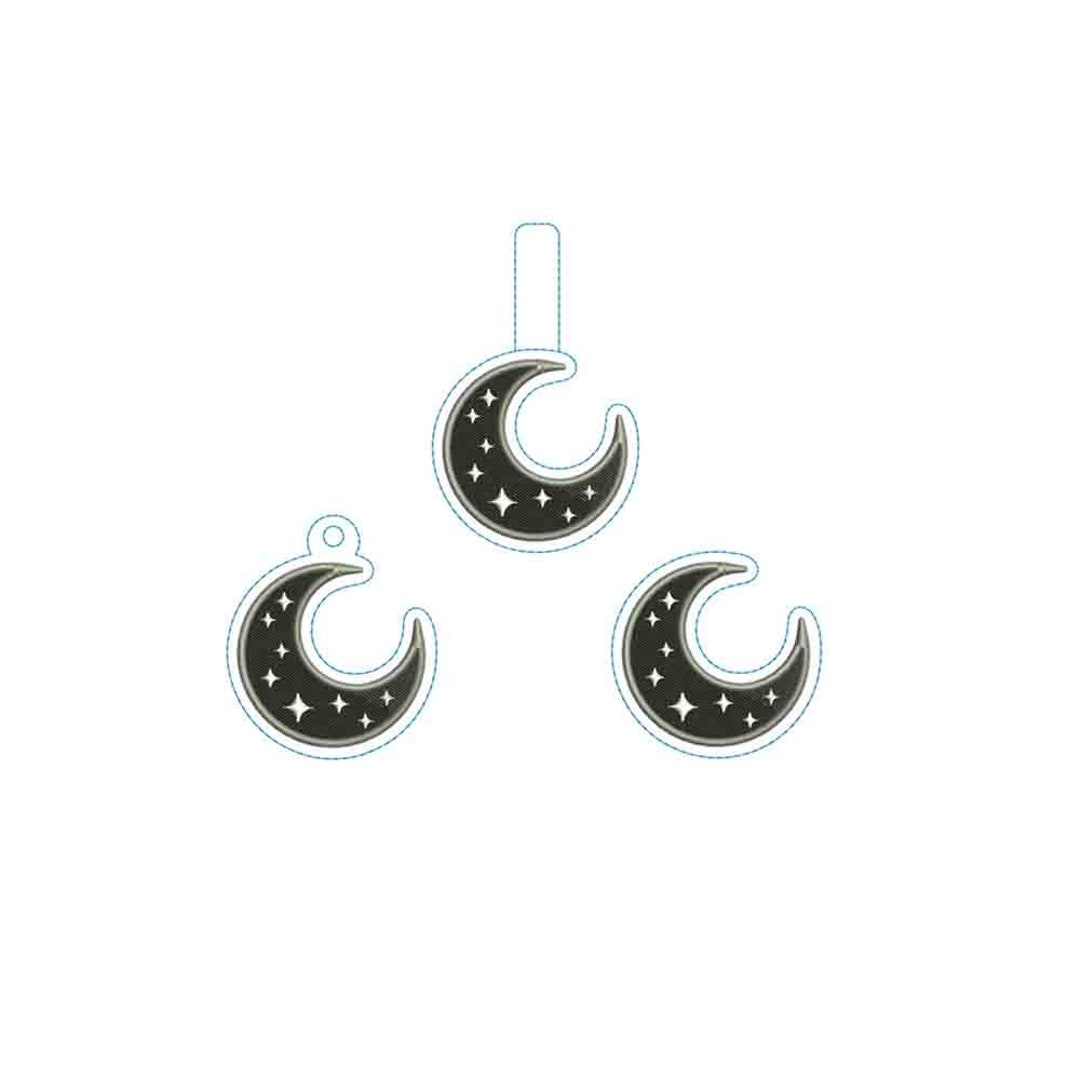 ITH Moon Key Fob Feltie Snap Tag Machine Embroidery Design / Moon ...