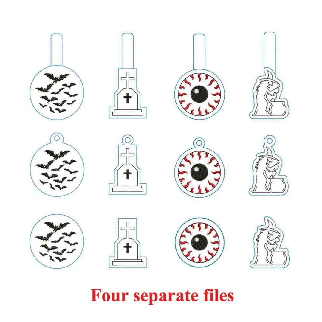 ITH Halloween Witch Key Fob Embroidery Design / Tombstone Snap Tab ...