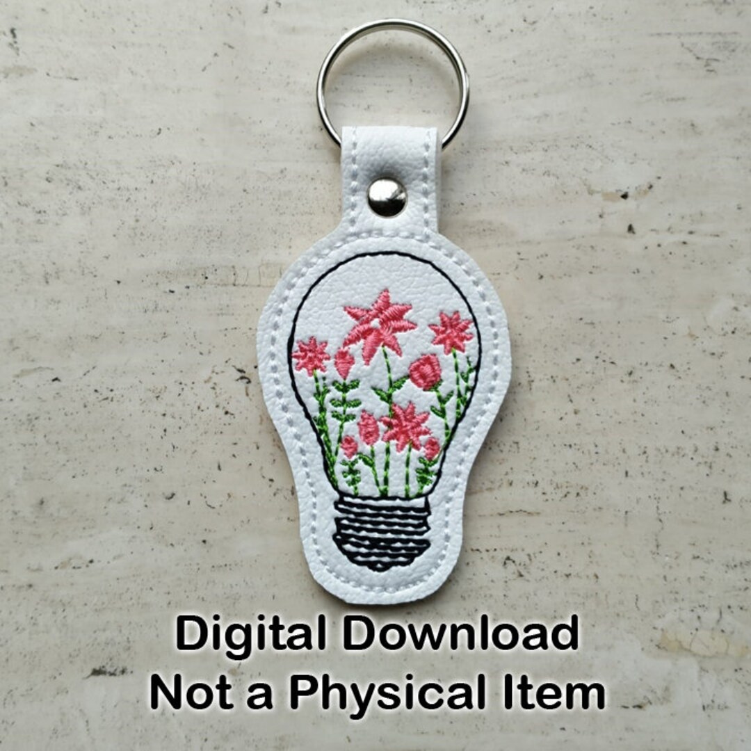 ITH Floral Bulb Key Fob Machine Embroidery Design / Colorful Floral ...