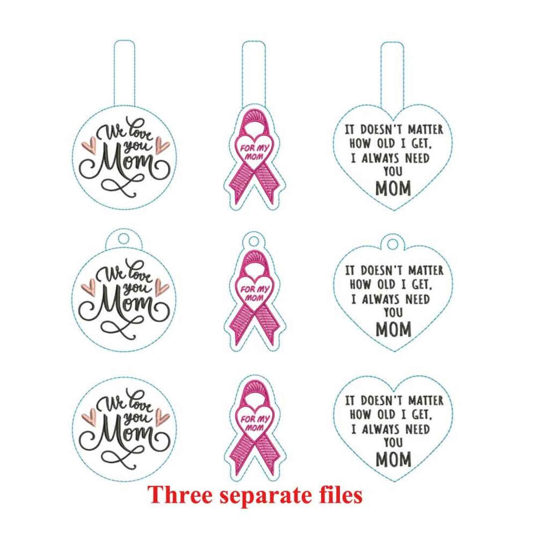 Mom Key Fob Machine Embroidery Design | Sentimental Keychain (digital ...