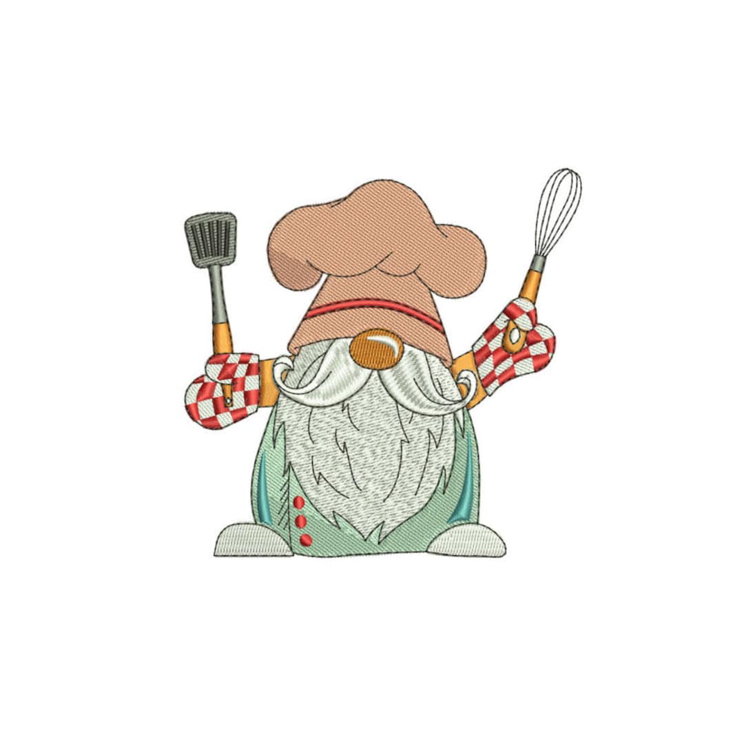 Chef Gnome Machine Embroidery Design (digital File) - Etsy