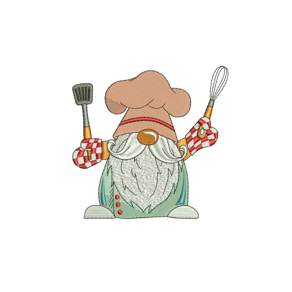 Chef Gnome Machine Embroidery Design (digital File) - Etsy