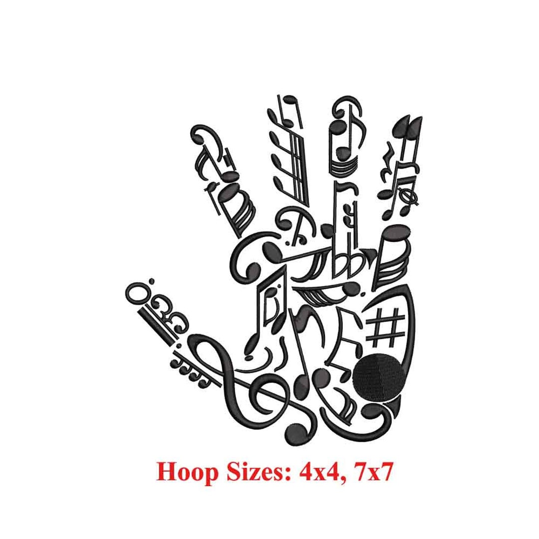 Music Note Hand Machine Embroidery Design | Music Sign | Musical Gift ...