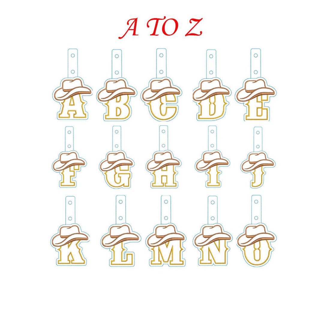ITH A-Z Cowboy Alphabet Key Fob Machine Embroidery Design /alphabet ...