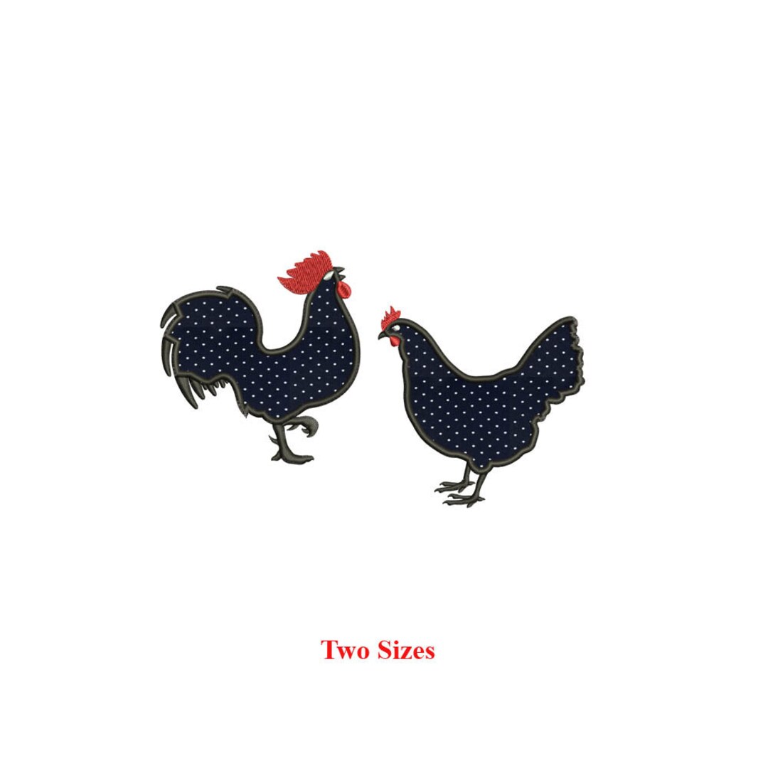 Applique Male & Female Rooster Machine Embroidery Design / Rooster ...