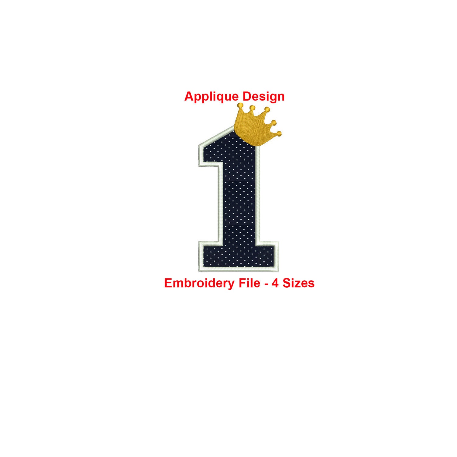 Applique Number One Crown Machine Embroidery Design / Birthday | Etsy