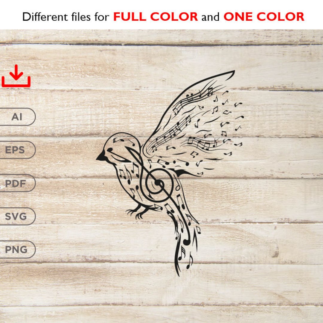 Music Notes Bird SVG and PNG | Bird Music Notes Wings Circuit Design ...