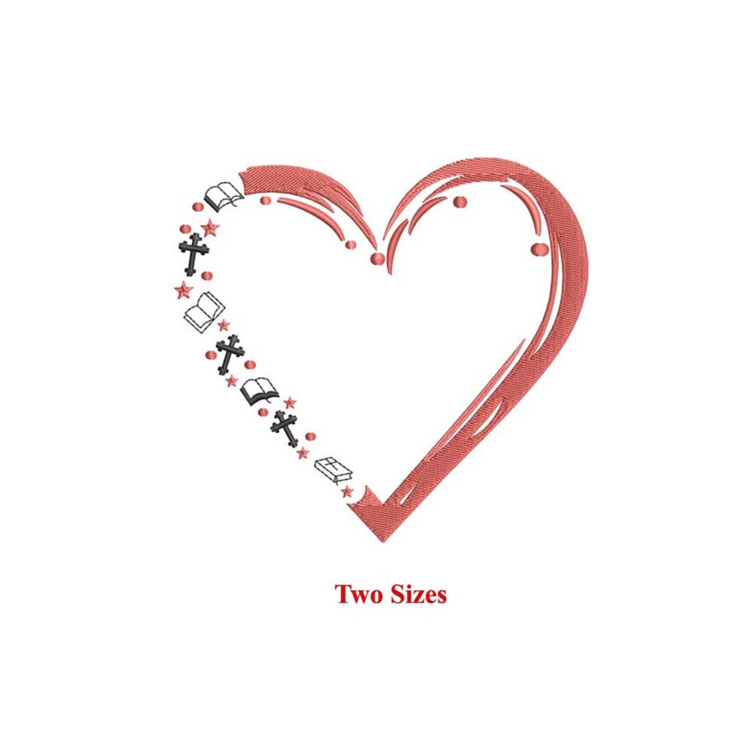 Heart Cross Bible Machine Embroidery Design / Cross Bible /jesus ...