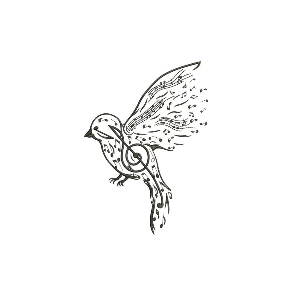 Music Notes Bird Machine Embroidery Design Bird Music Notes Wings ...