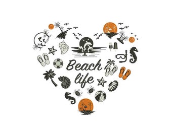 Sunbathing Women Machine Embroidery Design / Beach Life / - Etsy