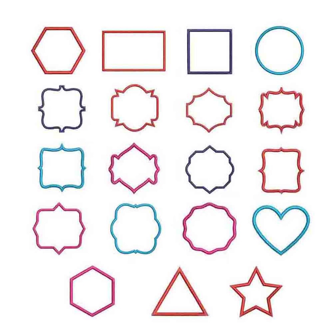Bundle Frame and Shapes / Applique Shapes Machine Embroidery Design ...