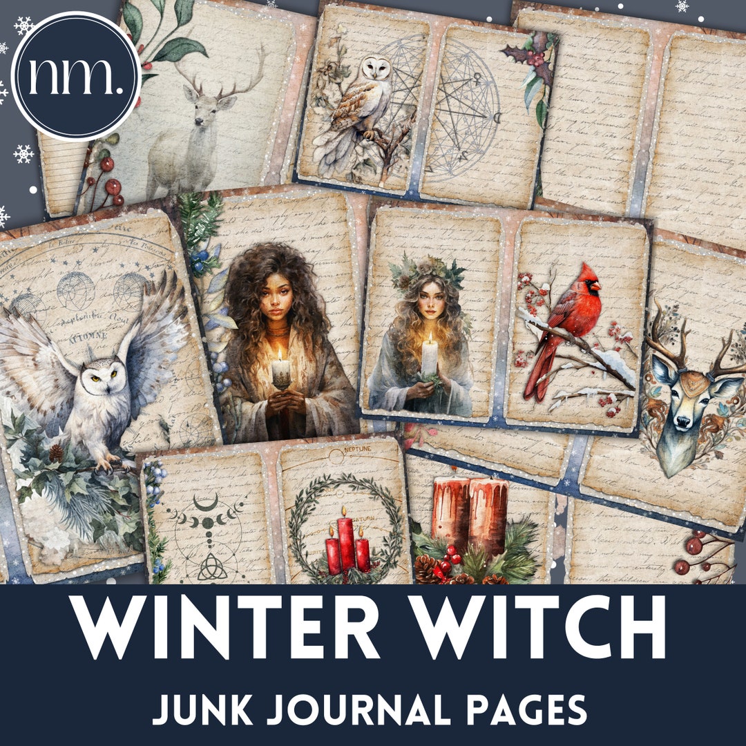 Junk Journal, Winter Witch Pages, Witchy Junk Journal Pages, Witch Journal, Junk Journal Kit ...