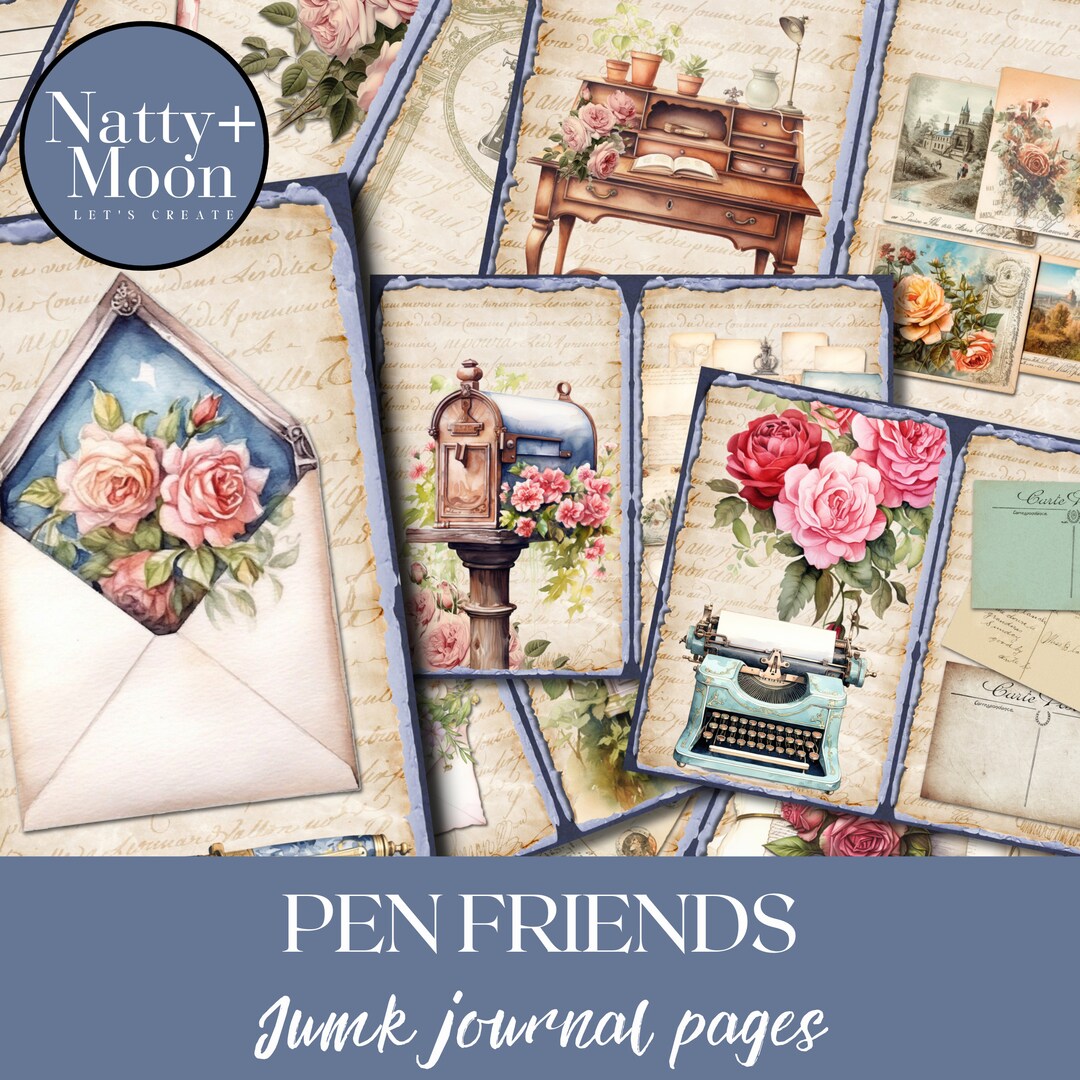 Junk Journal, Pen Friends, Floral Junk Journal Pages, Rose Journal ...