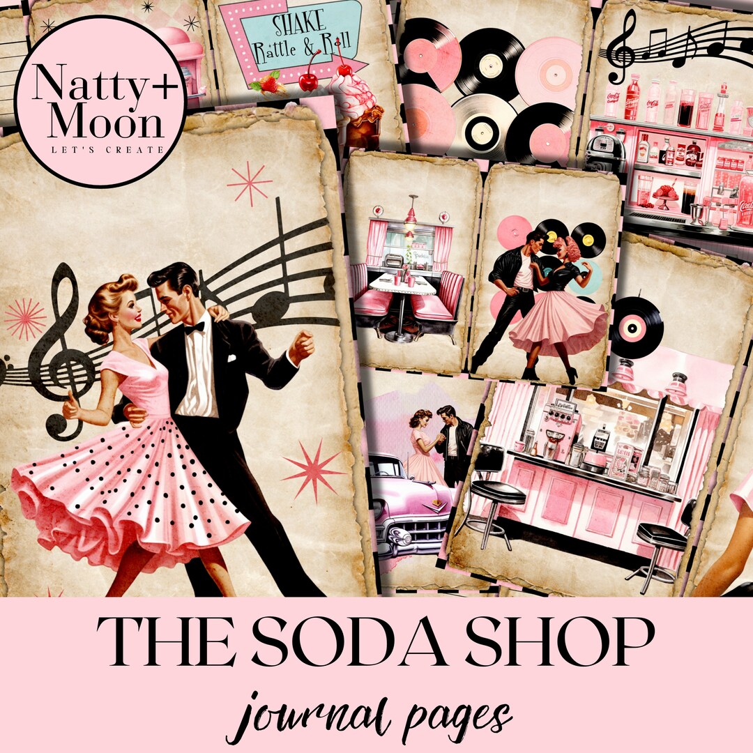 Junk Journal, Retro Soda Shop, Retro Junk Journal Pages, Vintage ...