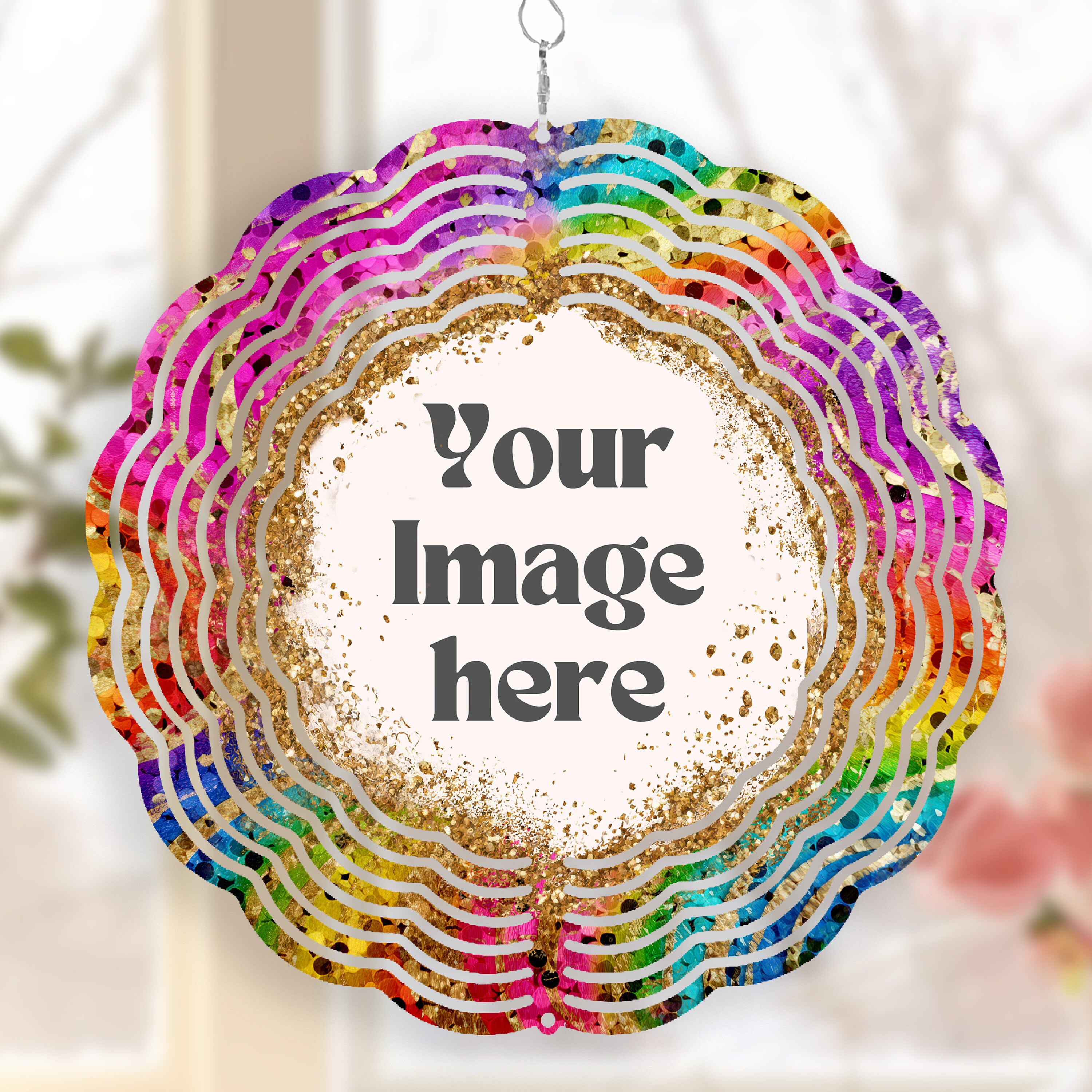 Wind Spinner Rainbow Background Sublimation Design Template Round ...