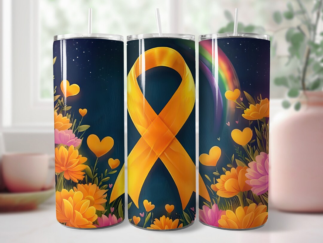 Amber Ribbon Awareness 20oz Skinny Tumbler Sublimation Design PNG ...