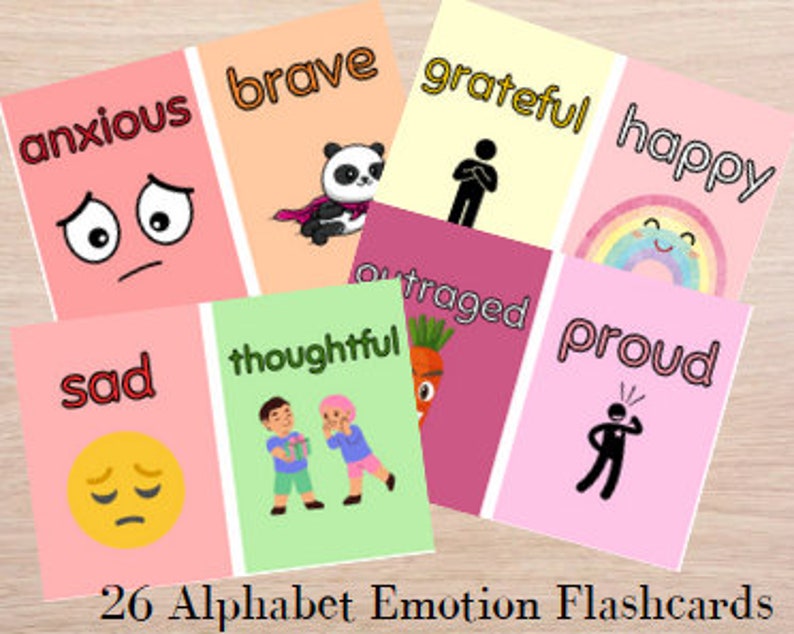 Alphabet Emotional Regulation Flashcards, 26 Emotions for Self ...