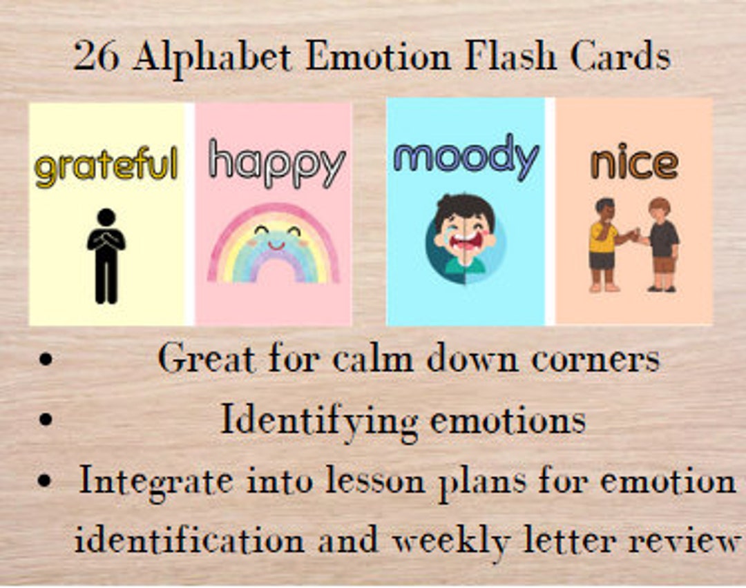 Alphabet Emotional Regulation Flashcards, 26 Emotions for Self ...