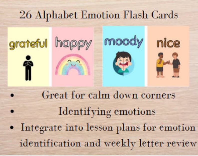 Alphabet Emotional Regulation Flashcards, 26 Emotions for Self ...