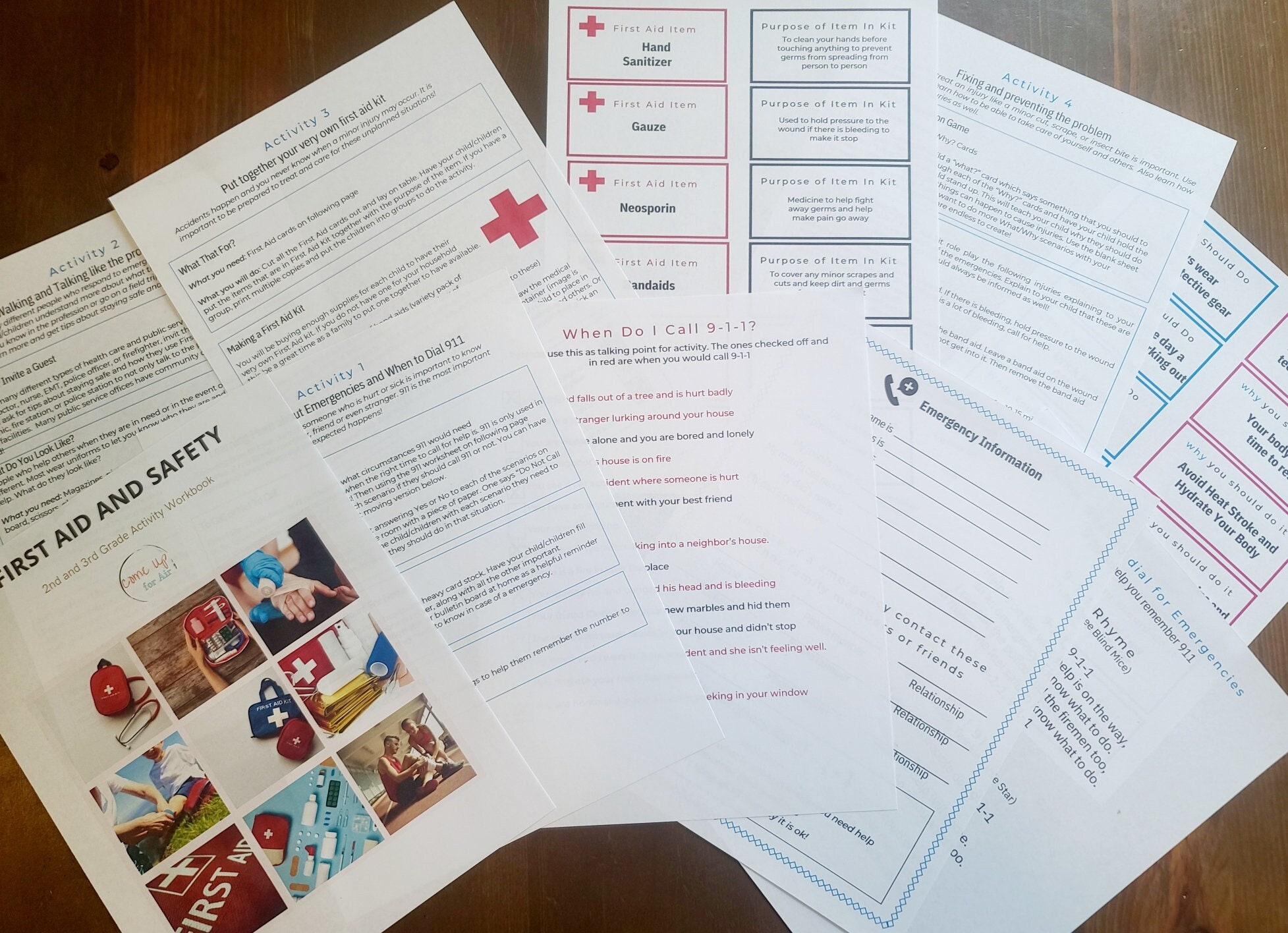 2nd and 3rd Grade First Aid and Safety Activity Workbook---homeschool ...