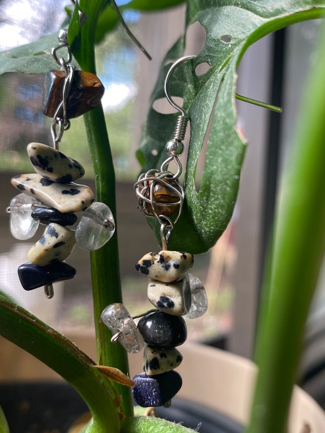 Beautifully Unique and Handmade Earrings. Dalmatian Jasper, Tourmalated ...