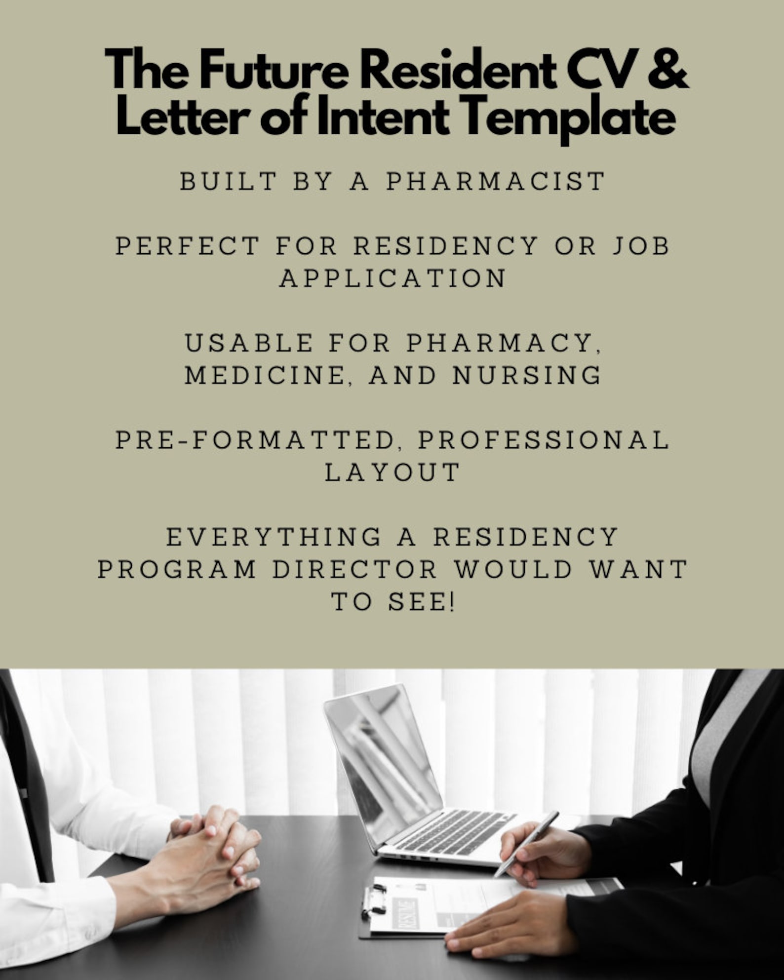 Residency CV and Letter of Intent Word Template for Pharmacy, Medicine ...