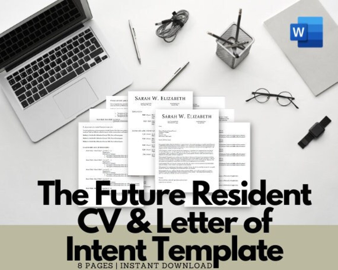 Residency CV and Letter of Intent Word Template for Pharmacy, Medicine ...