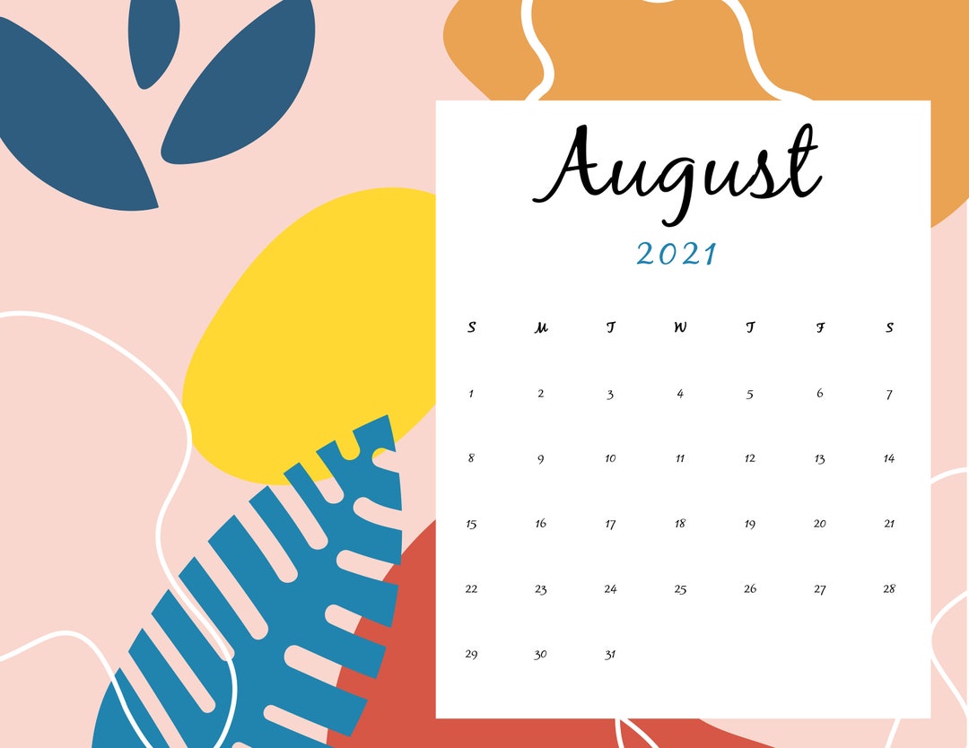 Printable 2021-2022 Calendar, Boho Abstract Shapes & Plants - Etsy