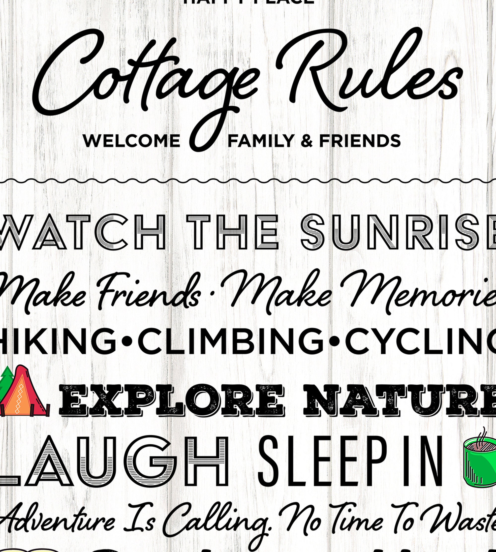 Cottage Rules, Cottage Decor, Wall Art, Lake House, Download, Print ...